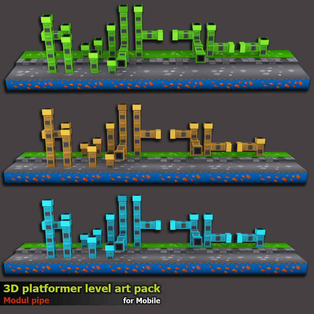 3D model 3D platformer level art pack VR / AR / low-poly | CGTrader