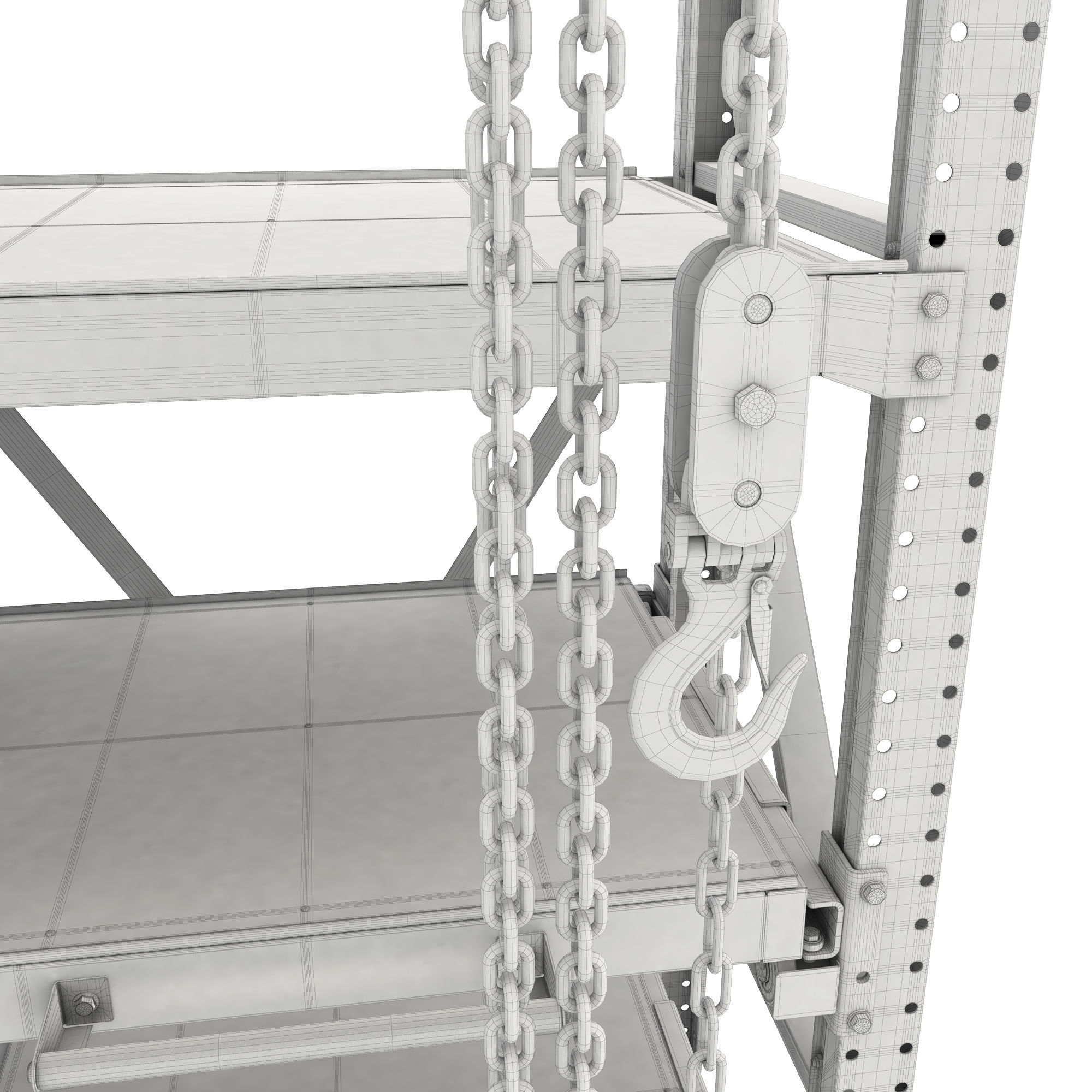 Rack with hand-chain hoist 3D model | CGTrader