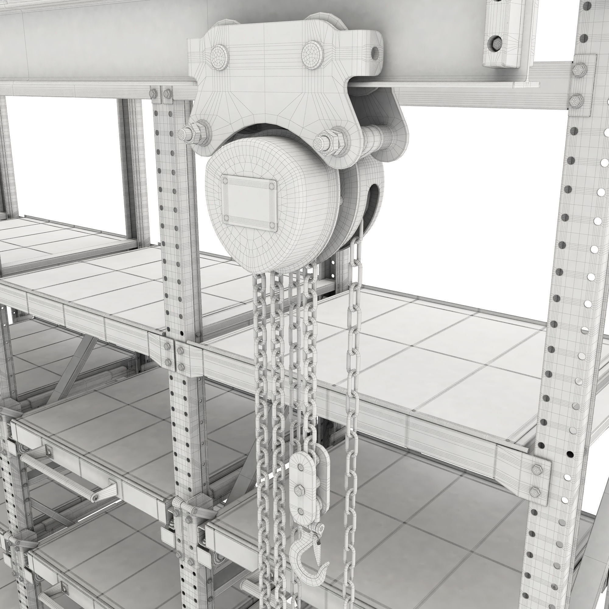 Rack with hand-chain hoist 3D model | CGTrader