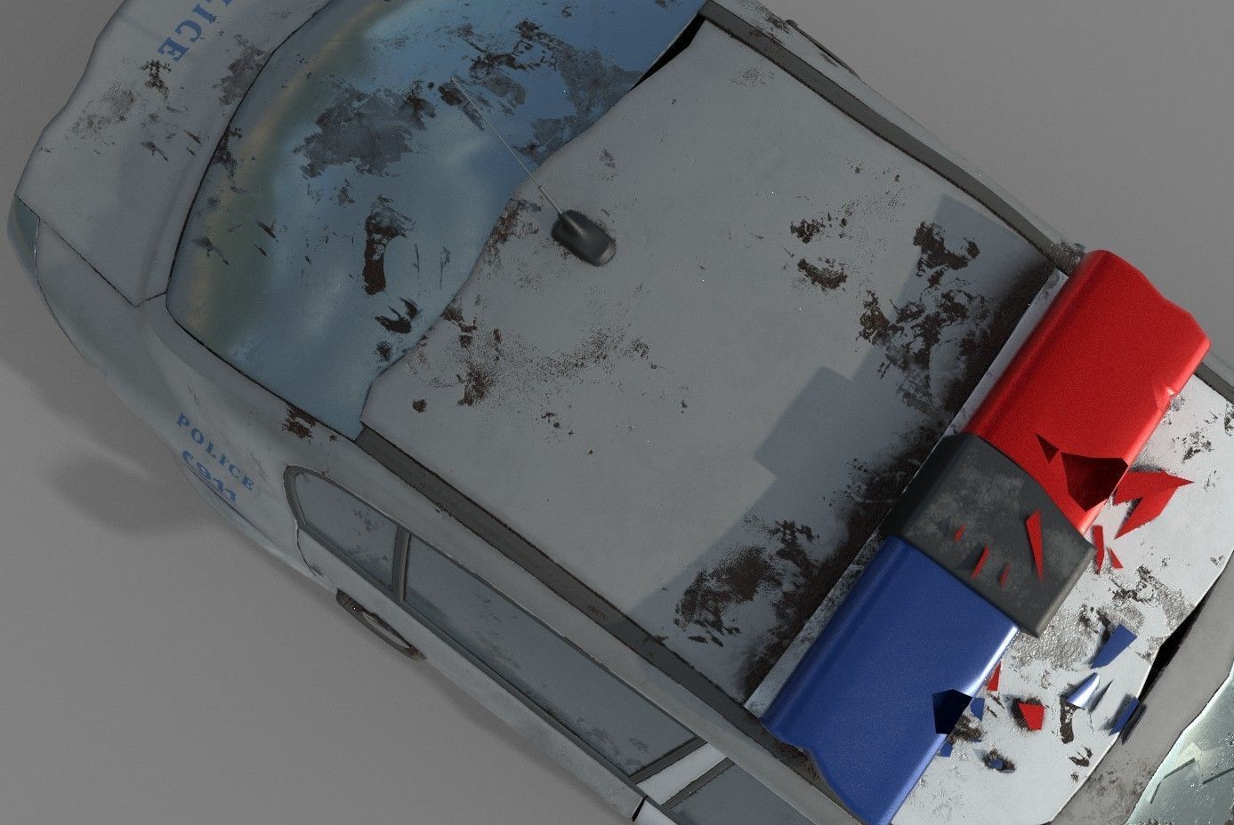 3D model Wrecked destroyed police car 3D model VR / AR / low-poly ...