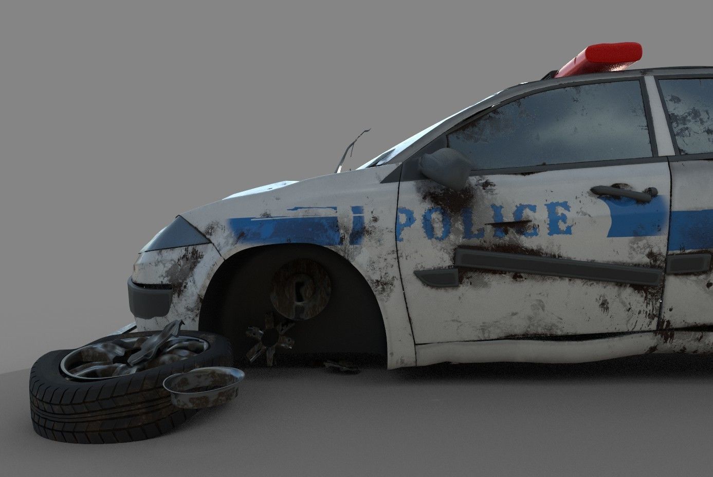 3D model Wrecked destroyed police car 3D model VR / AR / low-poly ...
