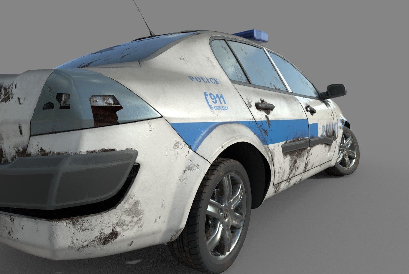 3D model Wrecked destroyed police car 3D model VR / AR / low-poly ...