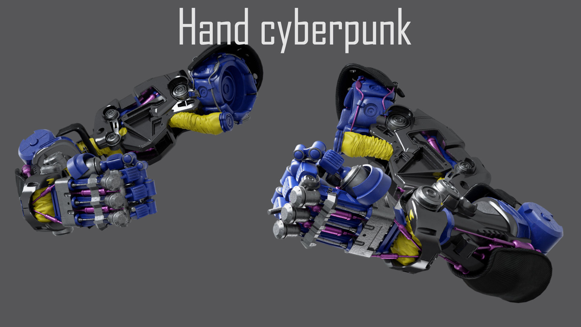 Hand cyberpunk 01 3D model animated rigged | CGTrader