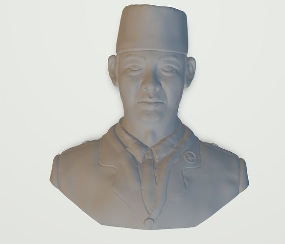 Soekarno bust of man in uniform 3D model 3D printable | CGTrader