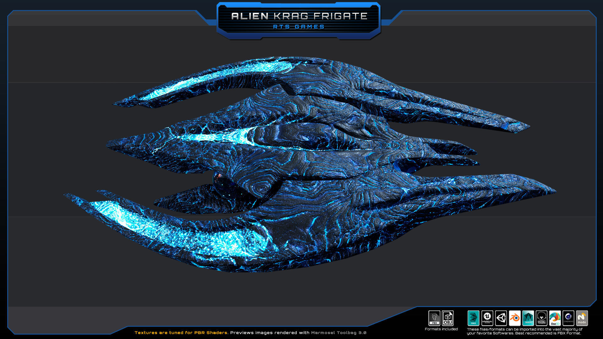 3D model Alien Krag - Frigate VR / AR / low-poly | CGTrader
