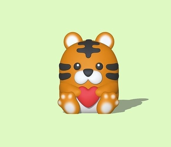 Tiger with heart 3D model 3D printable | CGTrader