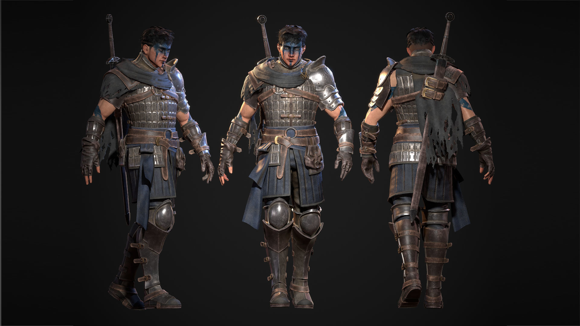 3D model Hero Mercenary Warrior Character VR / AR / low-poly rigged ...