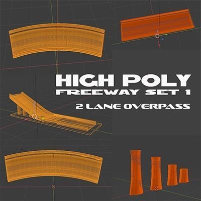 Freeway pack 1 overpass set 3D model | CGTrader