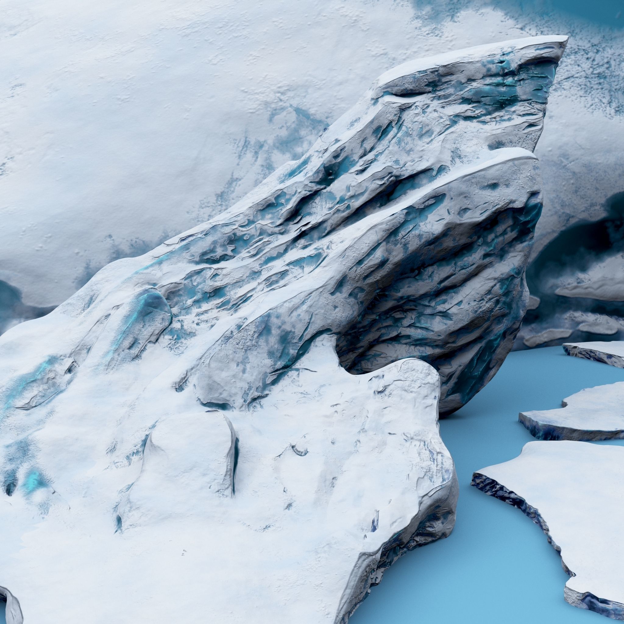 Ice mountain floe cartoon pack 3D model | CGTrader