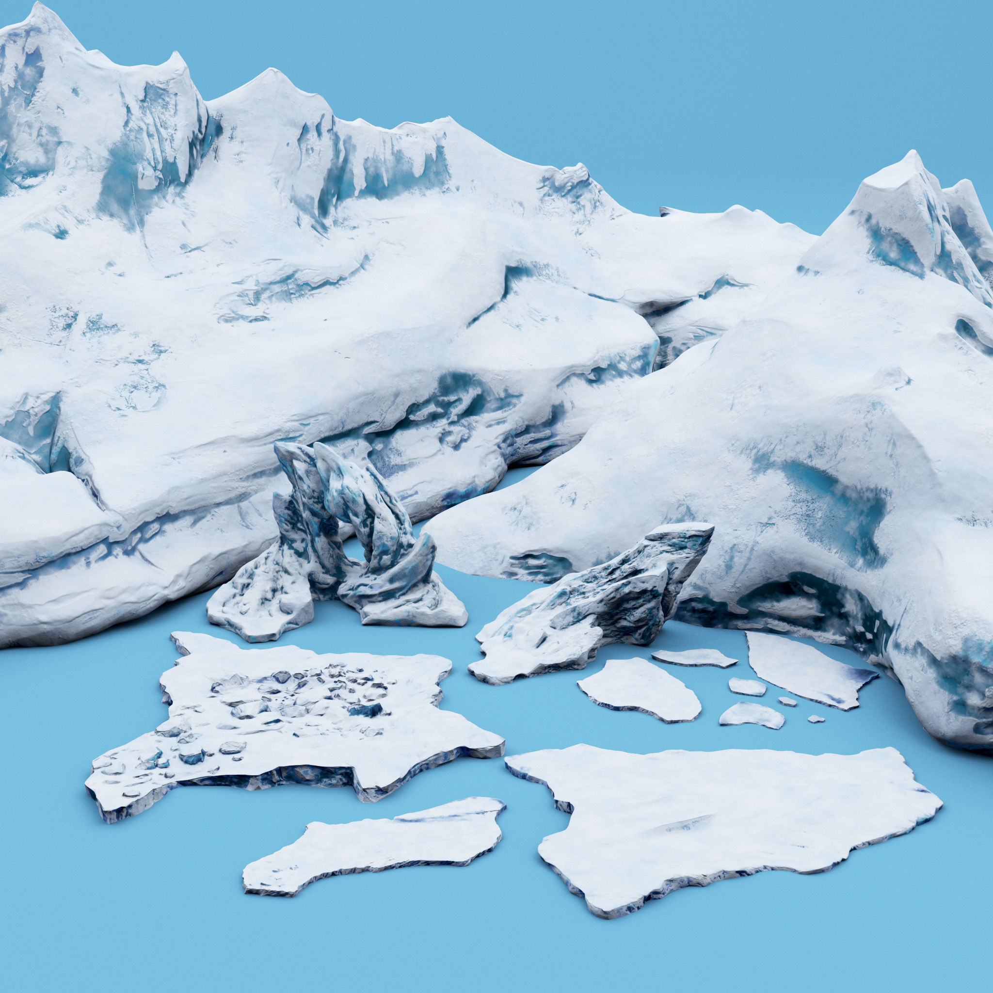 Ice mountain floe cartoon pack 3D model | CGTrader