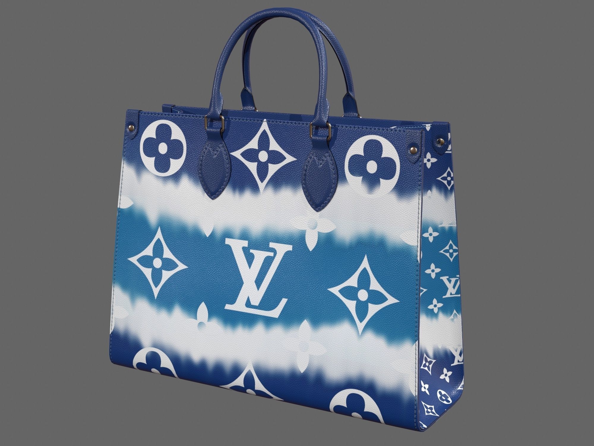 3D model Louis Vuitton Bag Onthego Giant Monogram Blue Bleu VR / AR ...