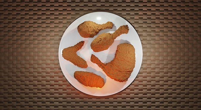 Fried chicken 5 pieces free 3D model | CGTrader