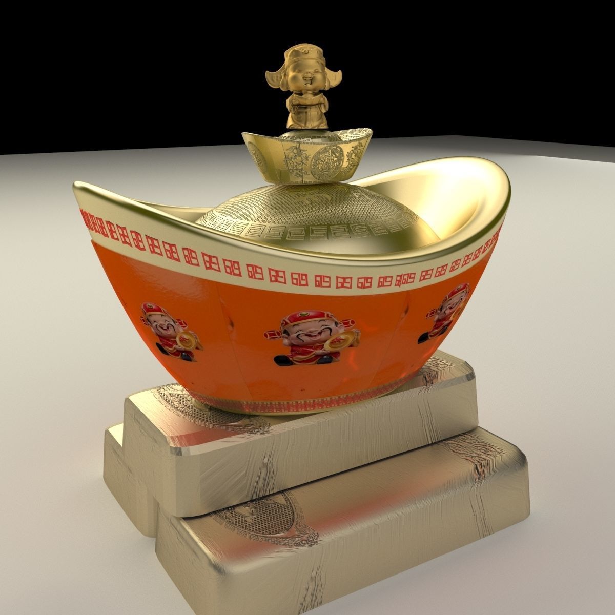 Chinese Gold Ingot prosperity 3D | CGTrader