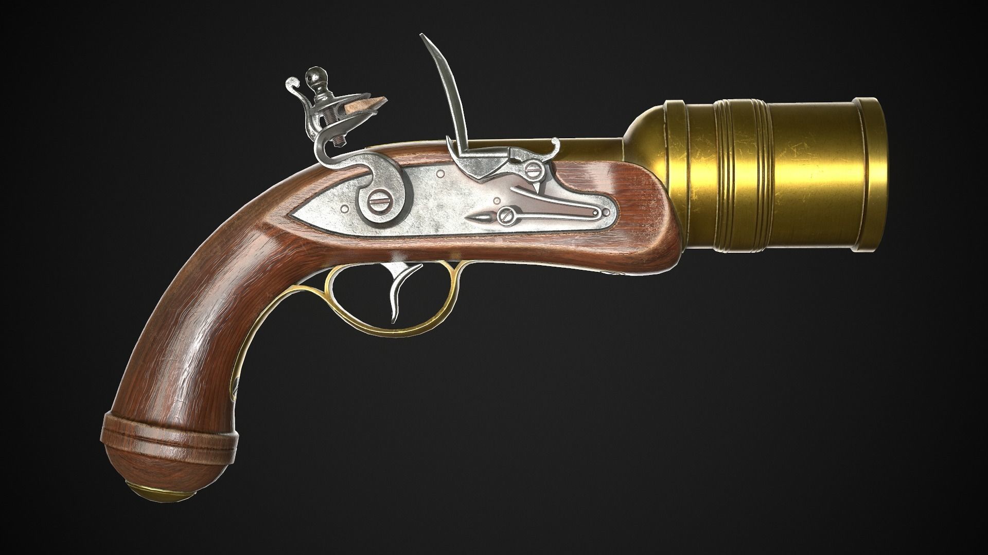 3D model Flintlock Grenade Launcher 01 Classic VR / AR / low-poly ...