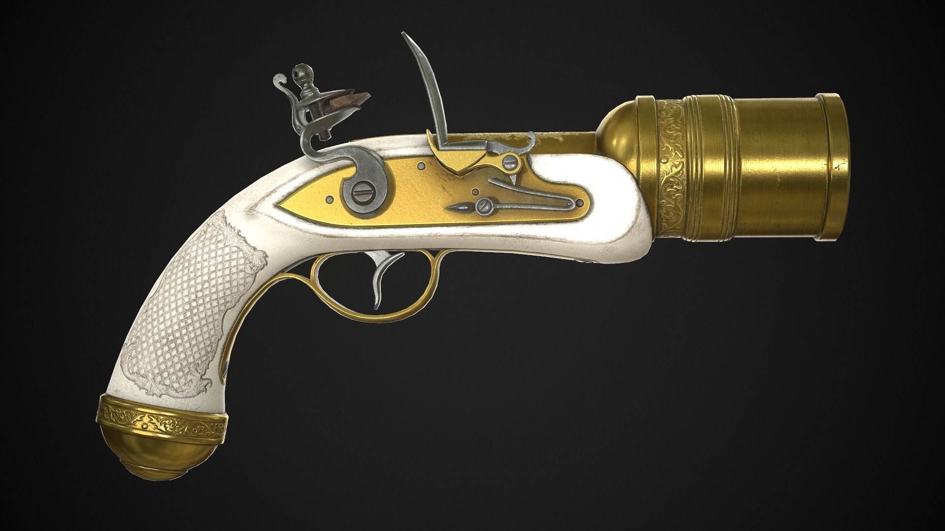 3D model Flintlock Grenade Launcher 01 Classic VR / AR / low-poly ...