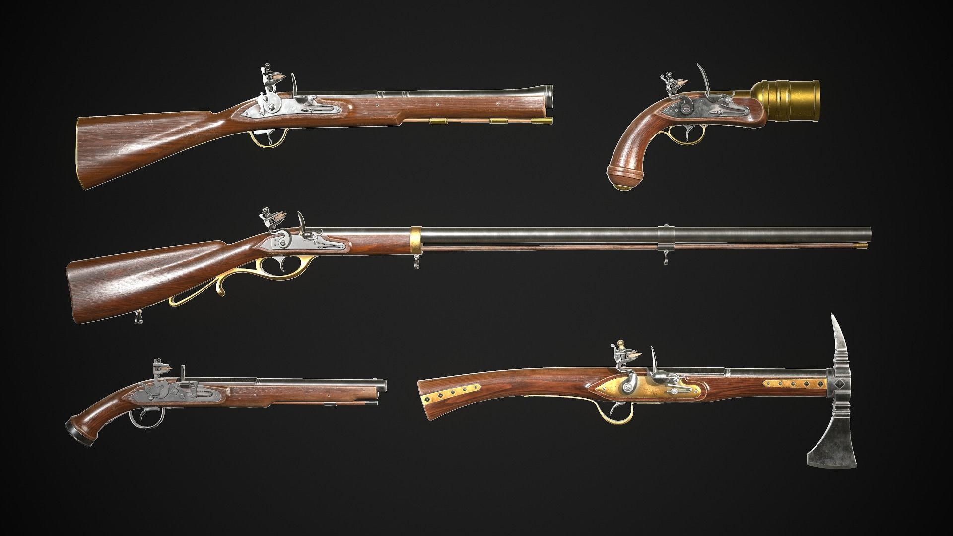 Flintlock Guns Collection | CGTrader