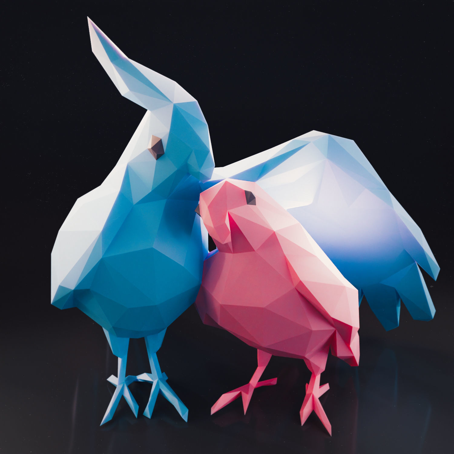 3D model Parrot Pair Low Poly VR / AR / low-poly | CGTrader