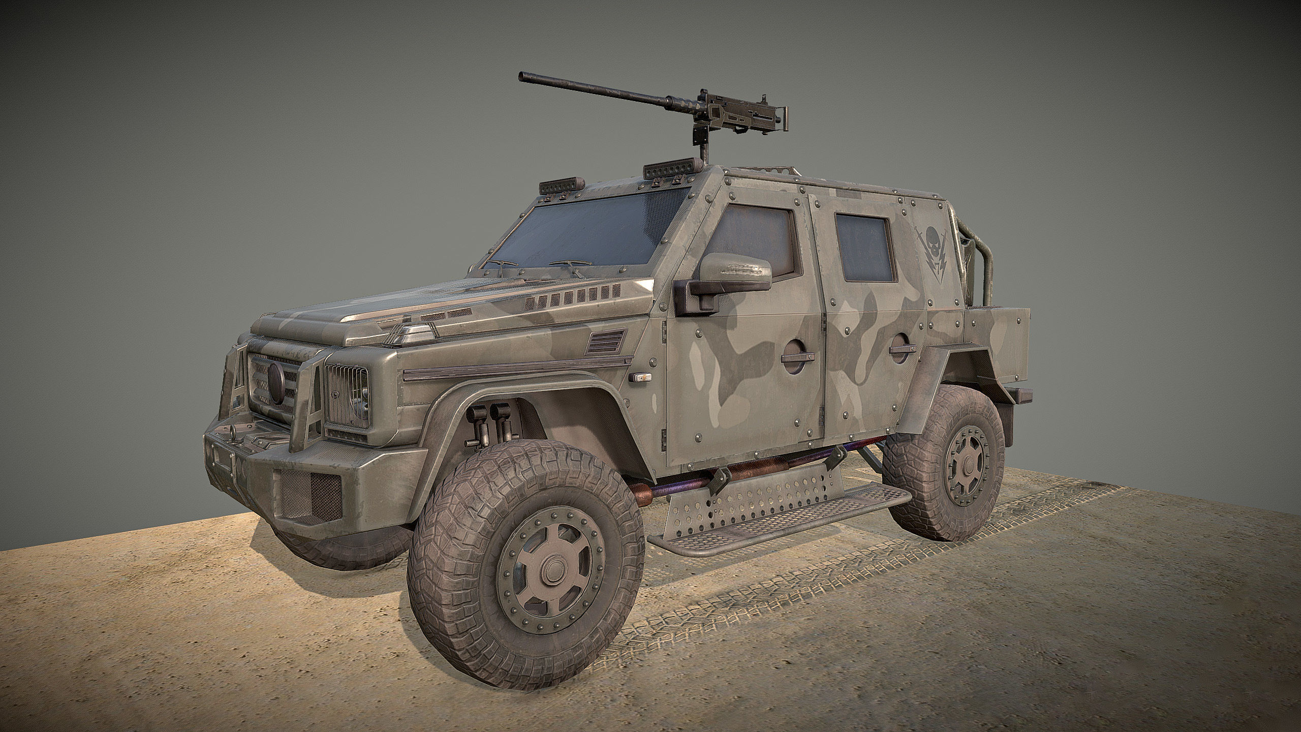 3D model Low poly High detailed military armored 4x4 Sub VR / AR / low ...