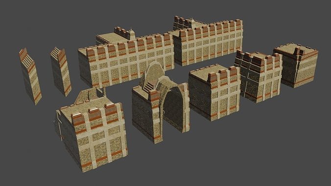 Fantasy medieval BigWall Collection 01 free VR / AR / low-poly 3D model ...