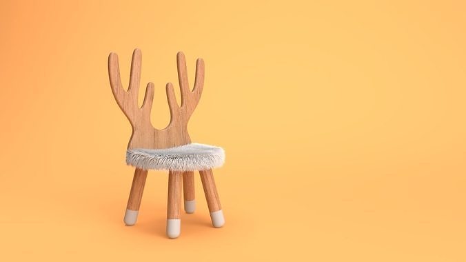 Xmas Chair with fur seat 3D model | CGTrader