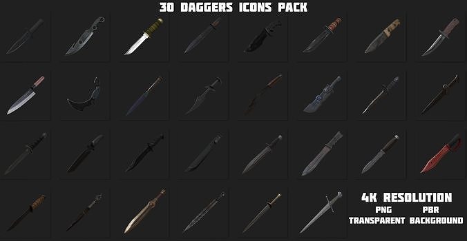 30 Daggers Icons Pack Texture | CGTrader