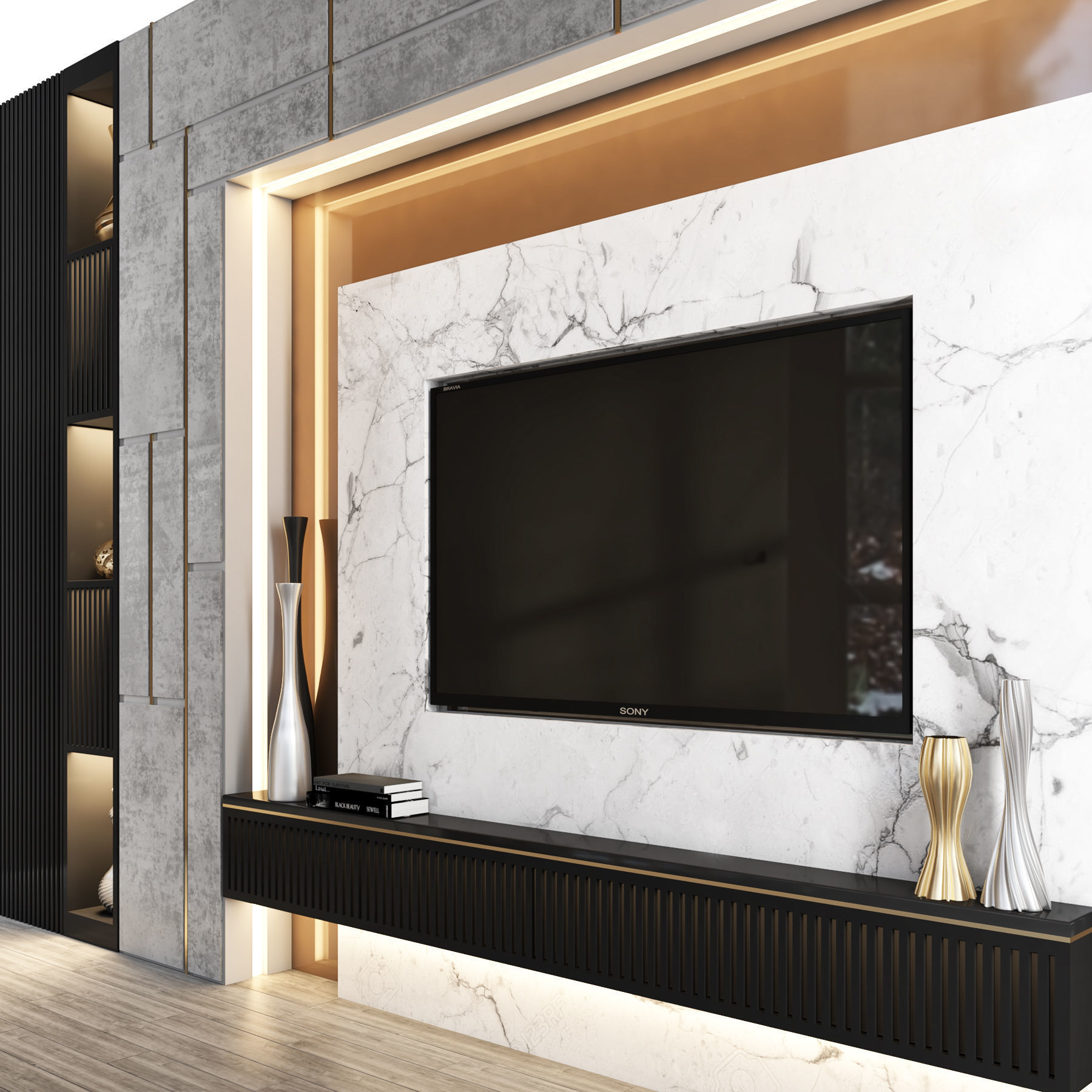 3D model tv wall 02 VR / AR / low-poly | CGTrader