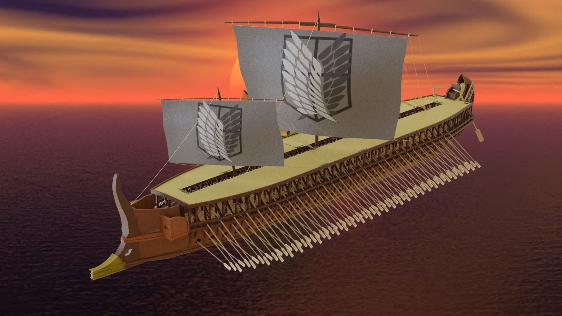 Triremes ancient ship 3D model | CGTrader