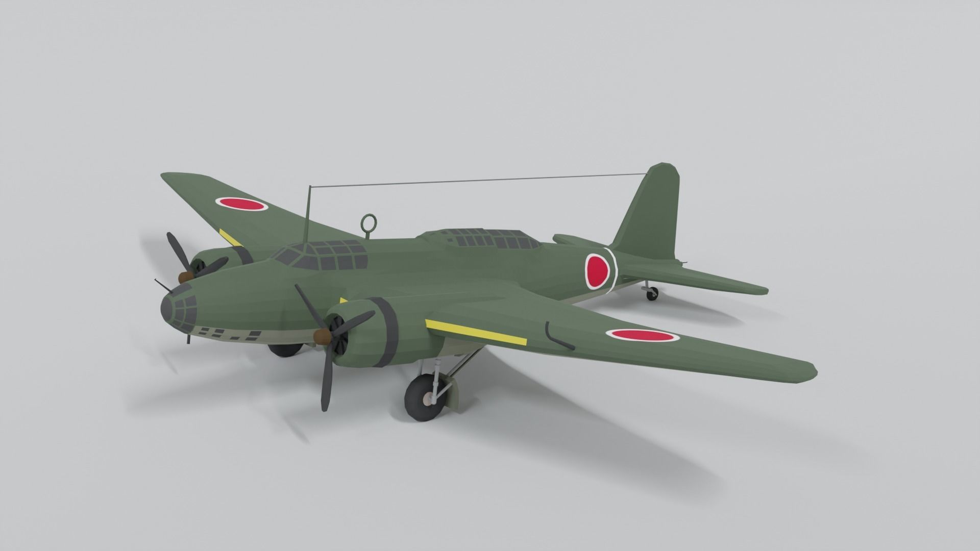 3D model Low Poly Cartoon Mitsubishi Ki-21 Sally WWII Airplane VR / AR ...