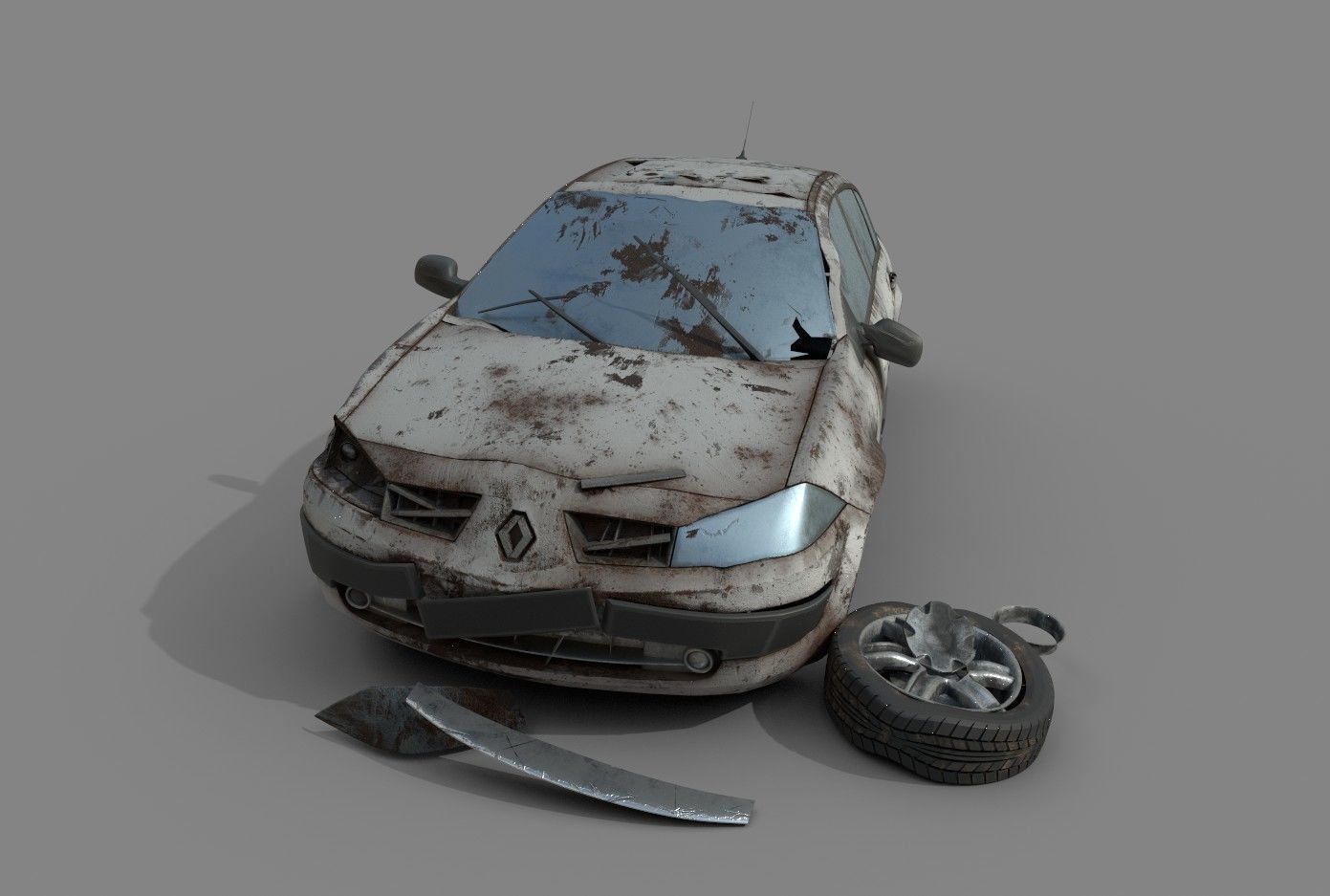 Wrecked destroyed Car Renault Megane 3D model | CGTrader