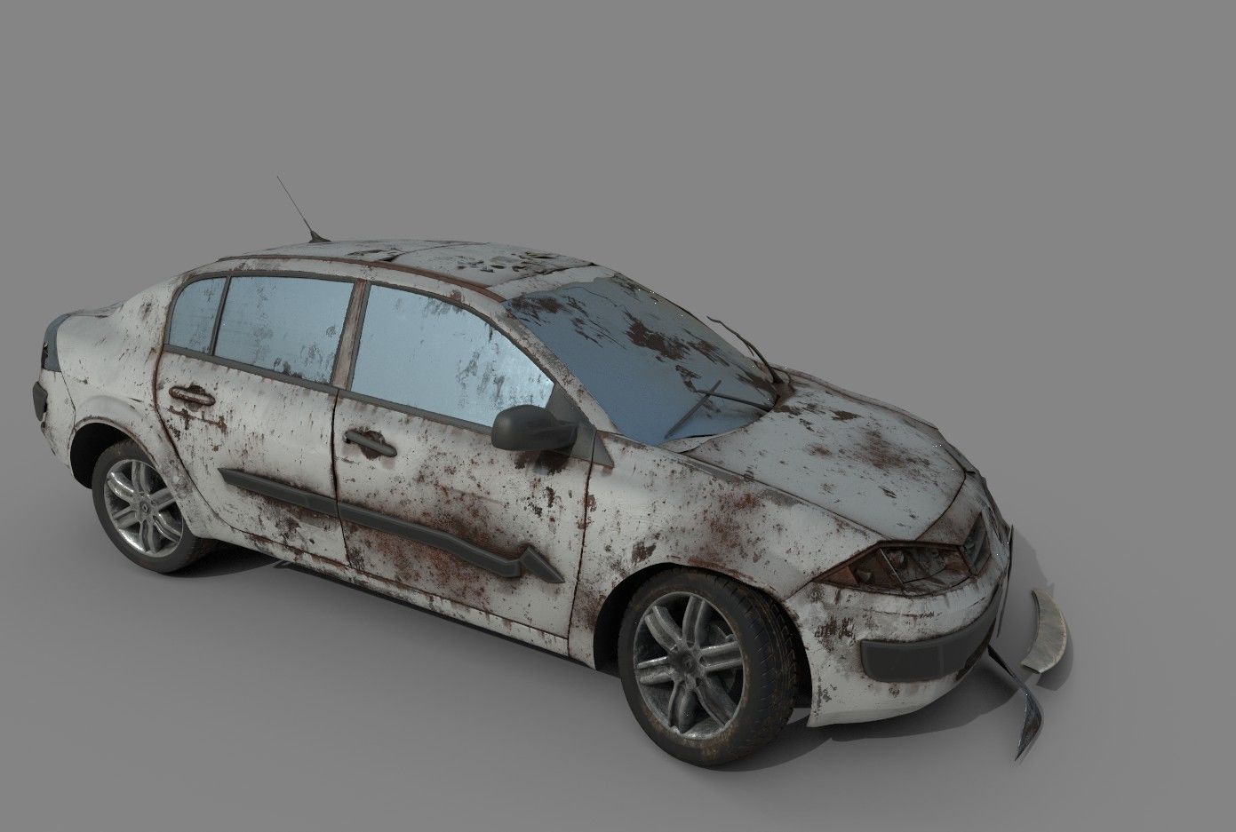 Wrecked destroyed Car Renault Megane 3D model | CGTrader