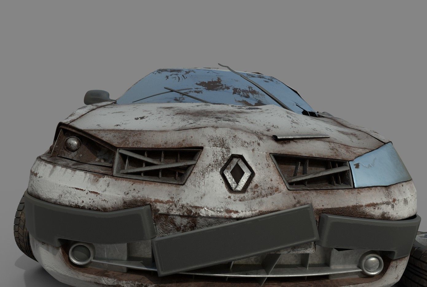 Wrecked destroyed Car Renault Megane 3D model | CGTrader