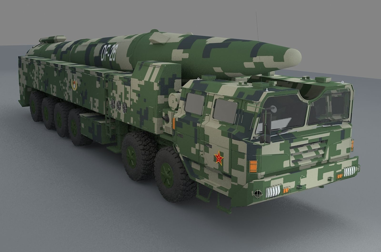 Chinese Army Dongfeng 26 Medium and long range missile 3D model | CGTrader