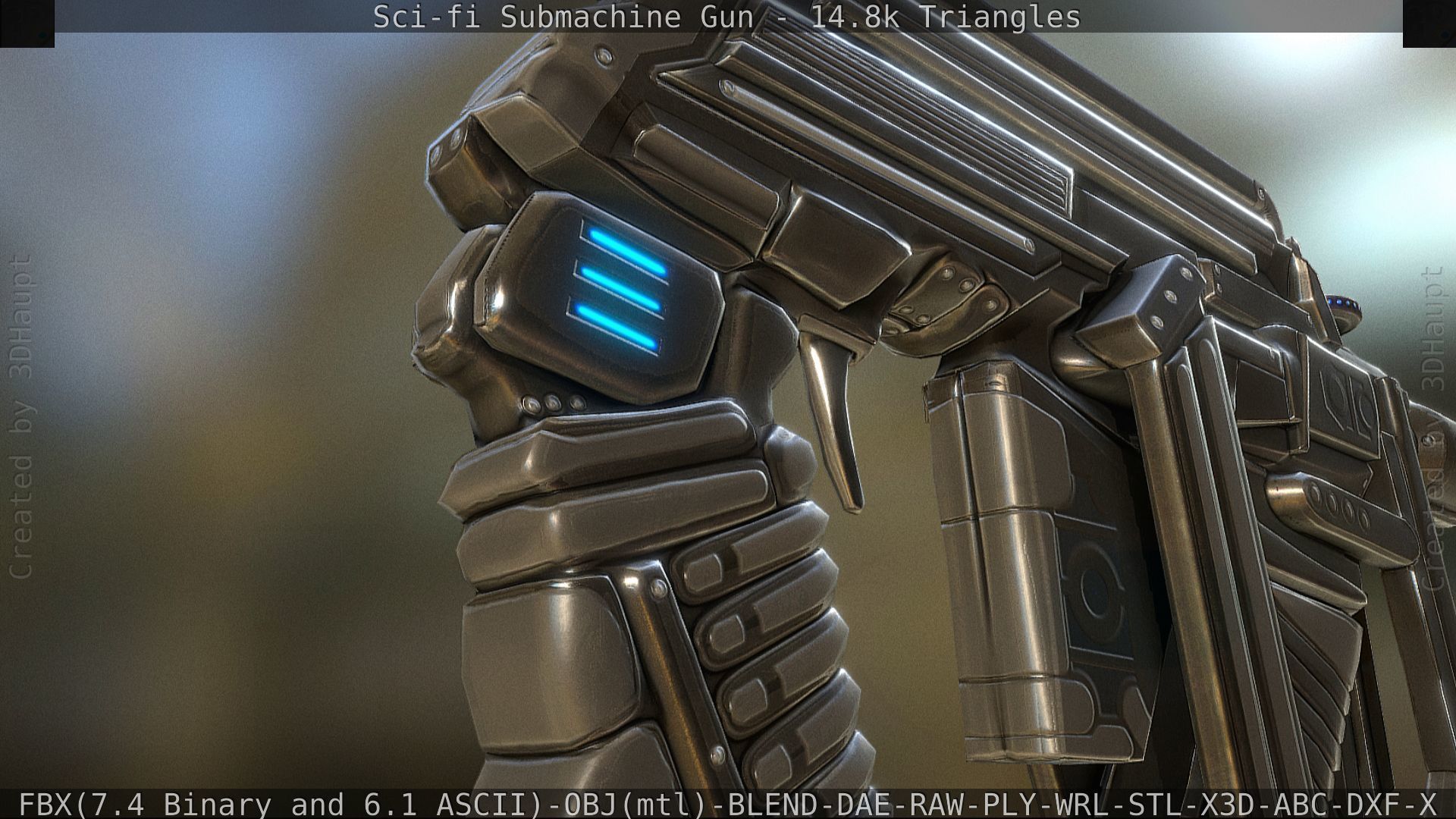 3D model Sci-fi submachine gun VR / AR / low-poly | CGTrader