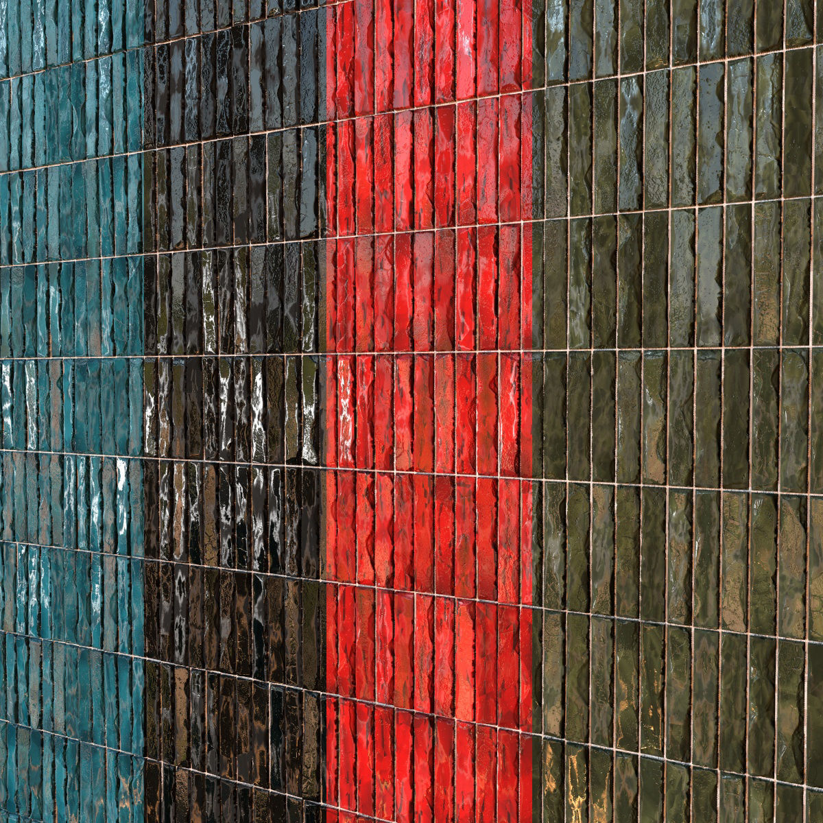 Teal Tile Material 14 - PBR Seamless Textures 3D