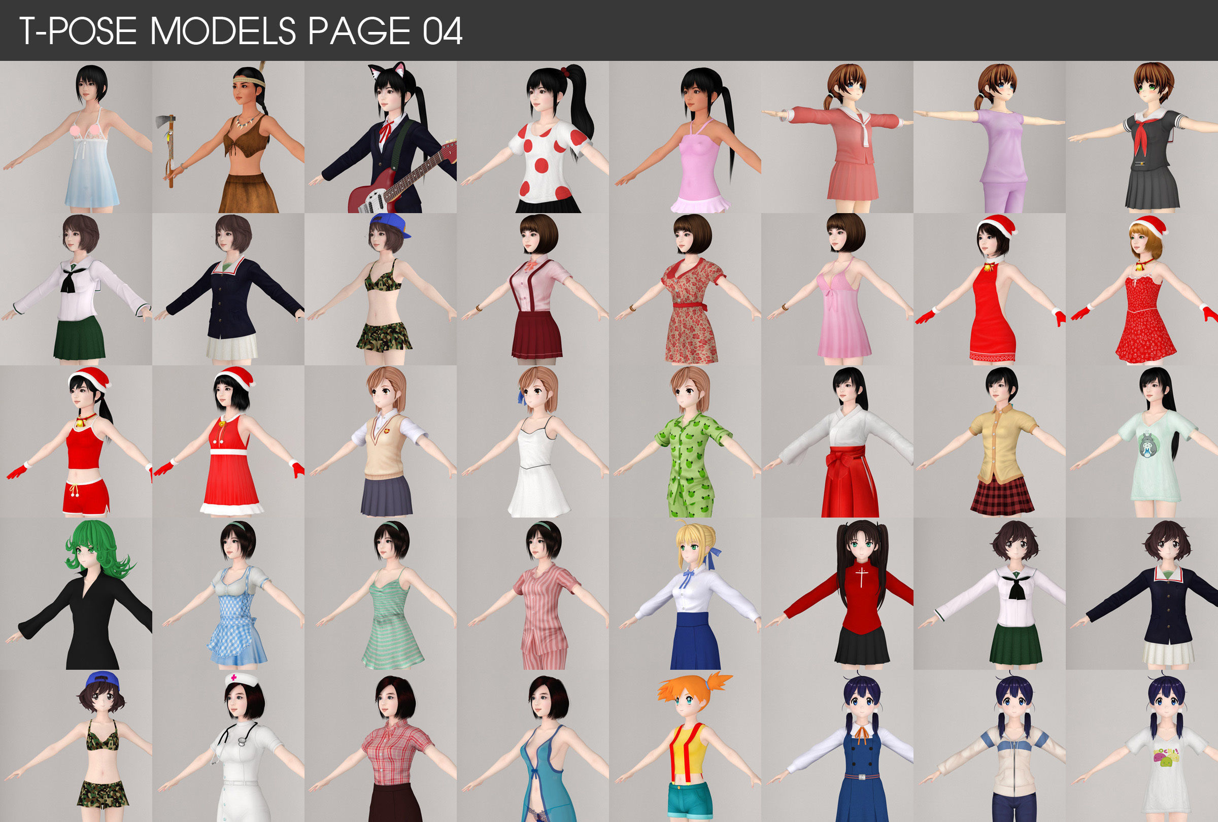 All of my T pose nonrigged girls 3D model | CGTrader