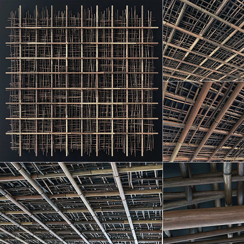 Ceiling bamboo branch cage decor n1 3D model | CGTrader