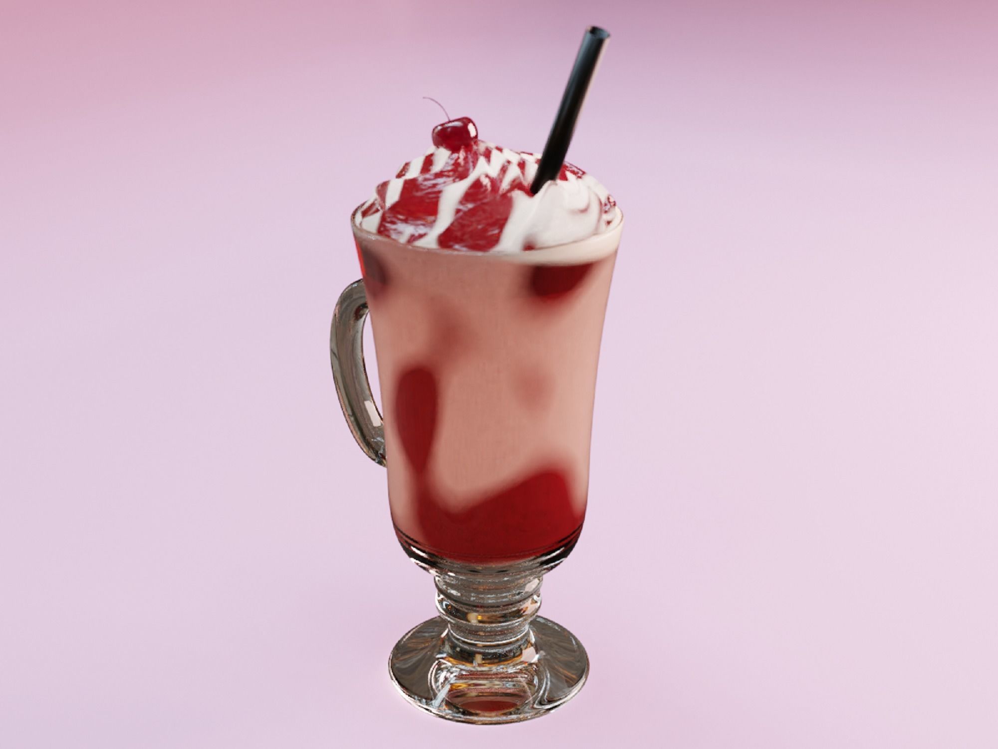 Classic Strawberry Milkshake with Chantilly and Cherry 3D model | CGTrader