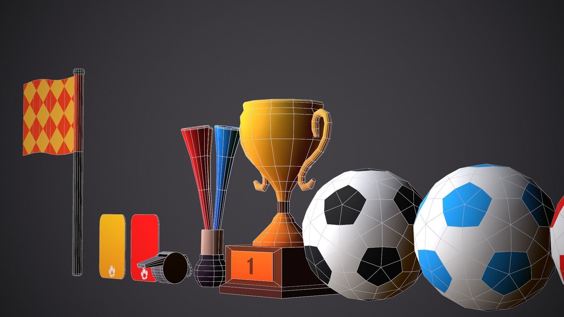 3D model Soccer Assets Cartoony Football Props VR / AR / low-poly ...