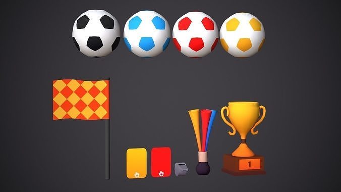 3D model Soccer Assets Cartoony Football Props VR / AR / low-poly ...