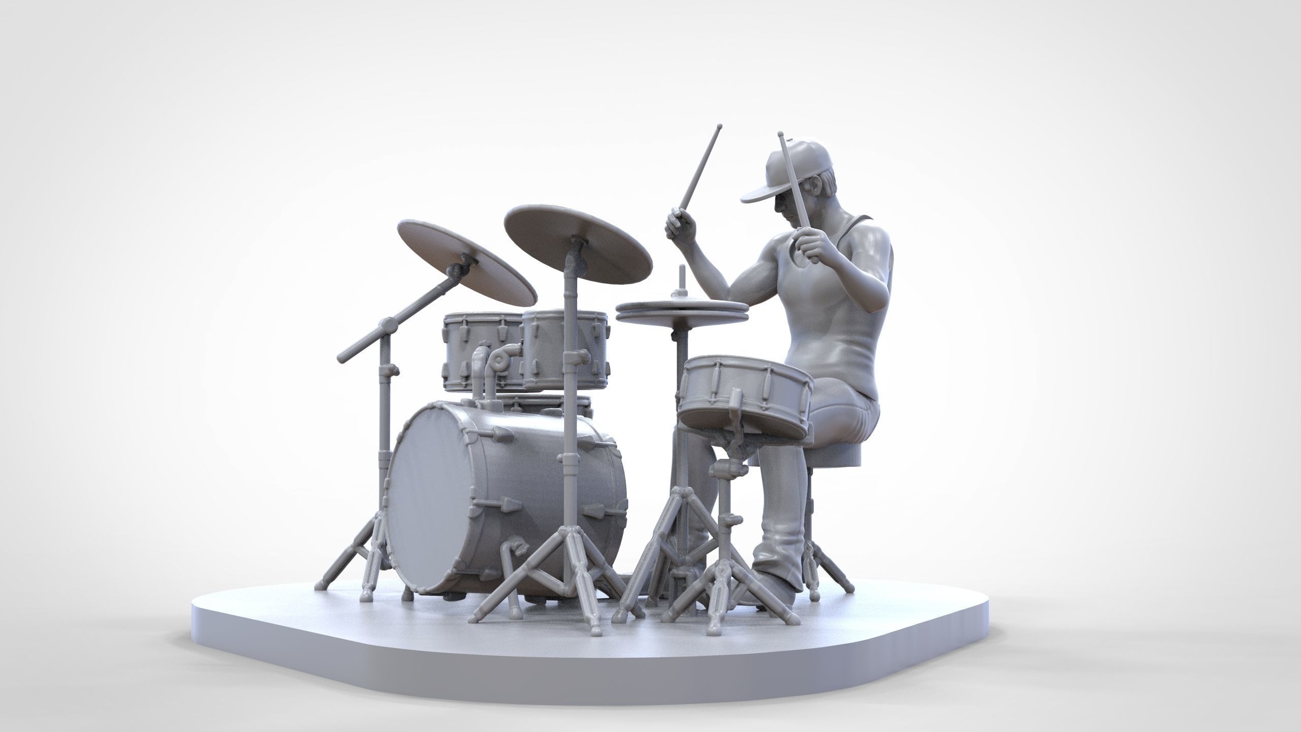 N2 Man Musician Drummer playing drum 3D model 3D printable | CGTrader