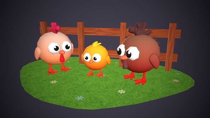 3D model Cartoon Chicken Family VR / AR / low-poly | CGTrader