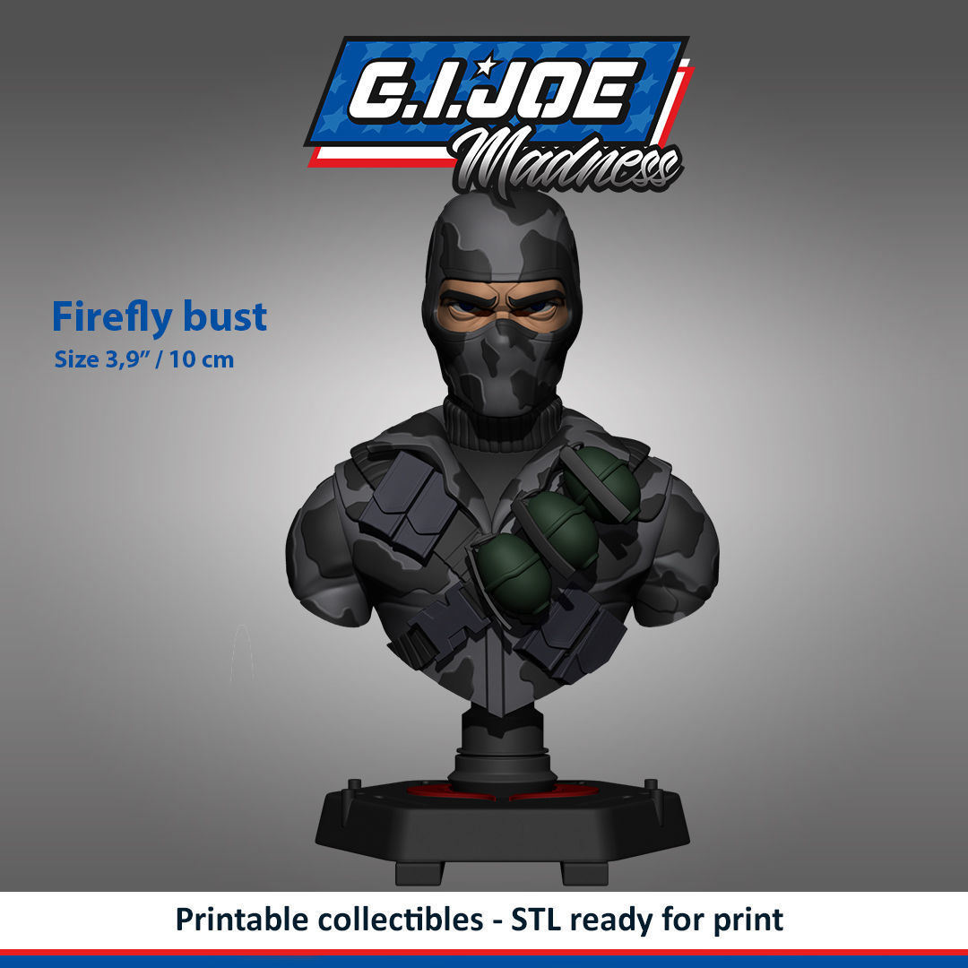 GI JOE characters Firefly Bust 3D model 3D printable | CGTrader