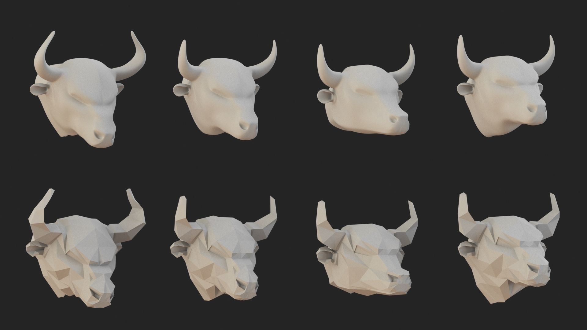 Bull Heads Pack 3D model 3D printable | CGTrader