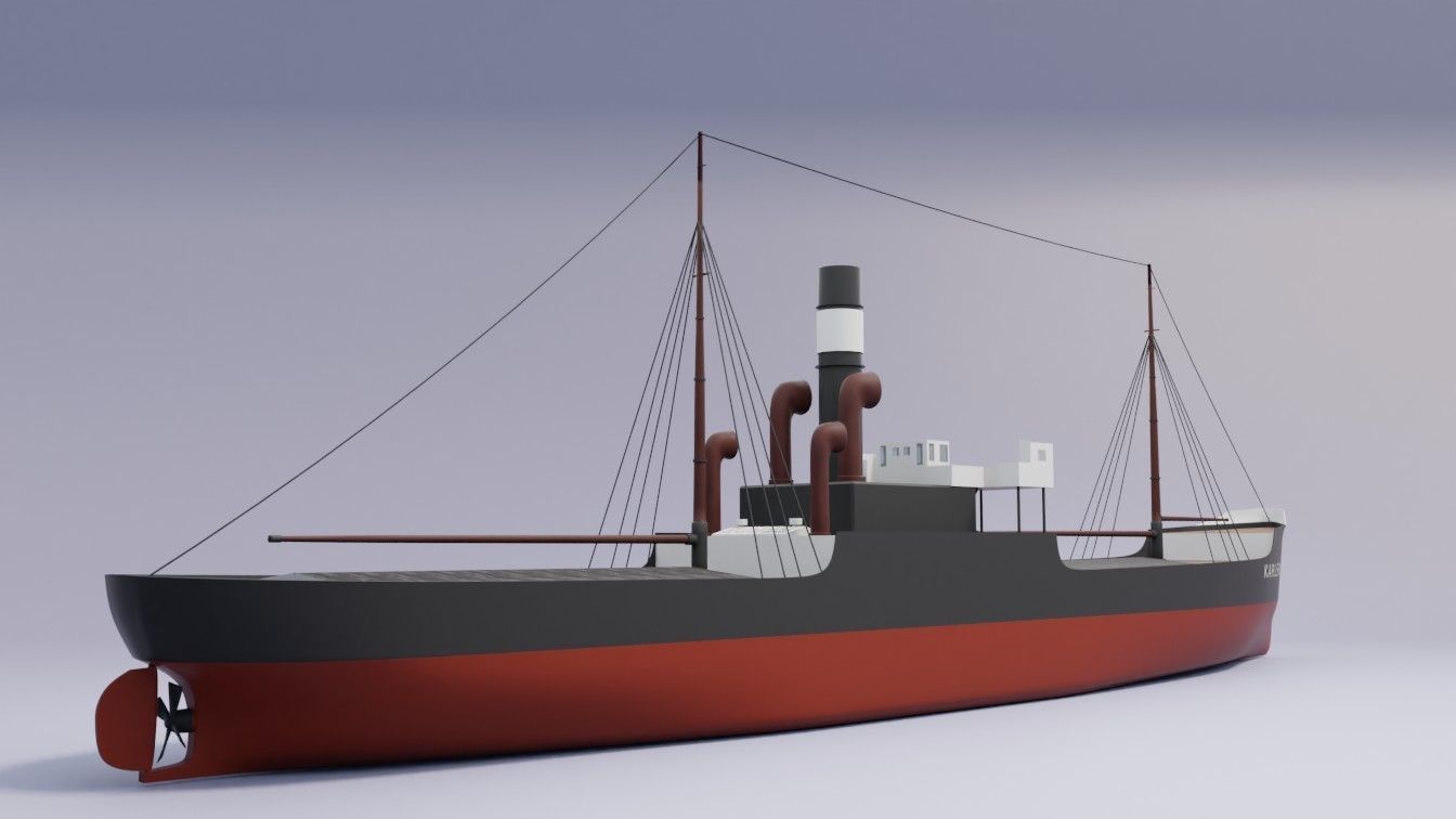 Simple model of Karlsruhe 1905 german cargo steamer ship 3D model ...