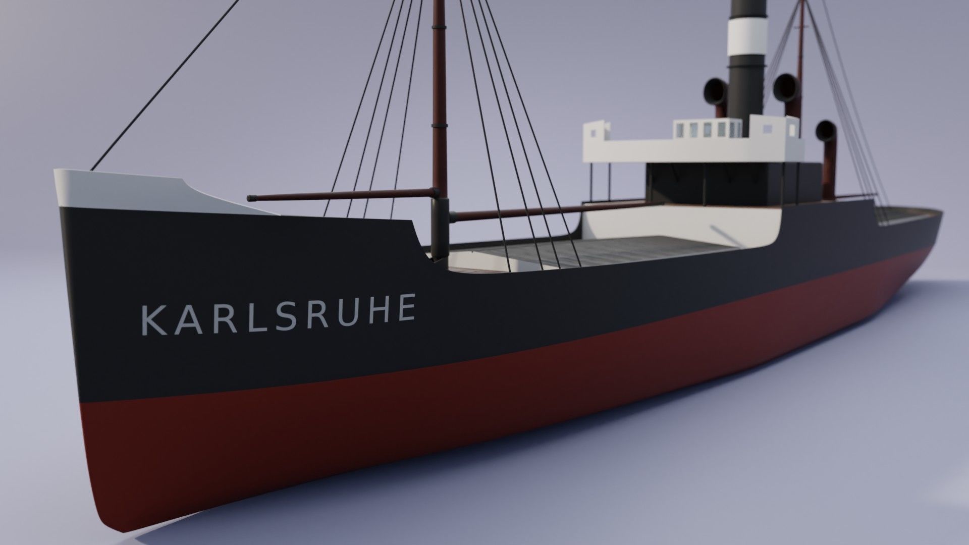 Simple model of Karlsruhe 1905 german cargo steamer ship 3D model ...