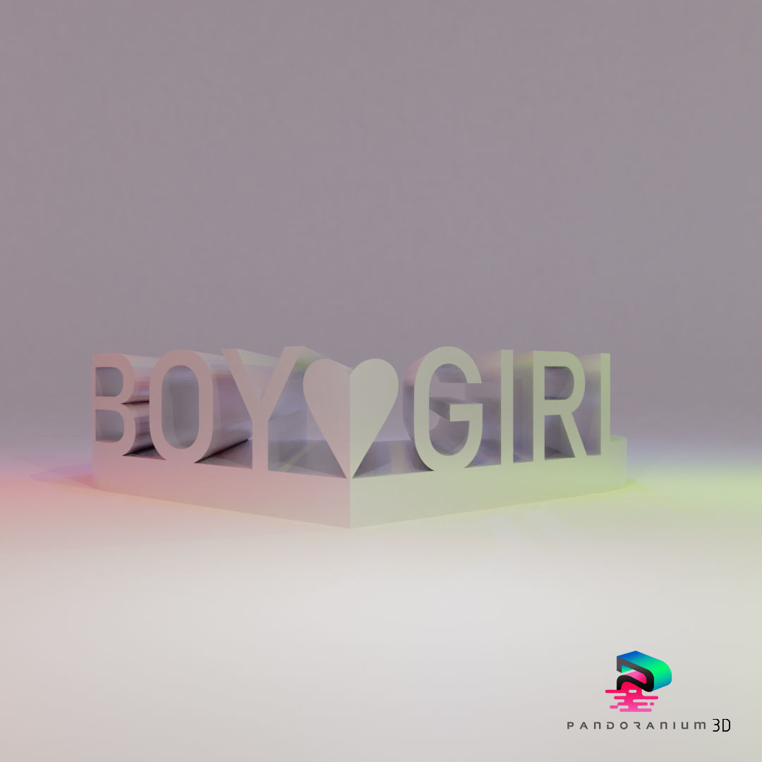 3D Word Shape of Hearts Boy and Girl 3D model 3D printable | CGTrader
