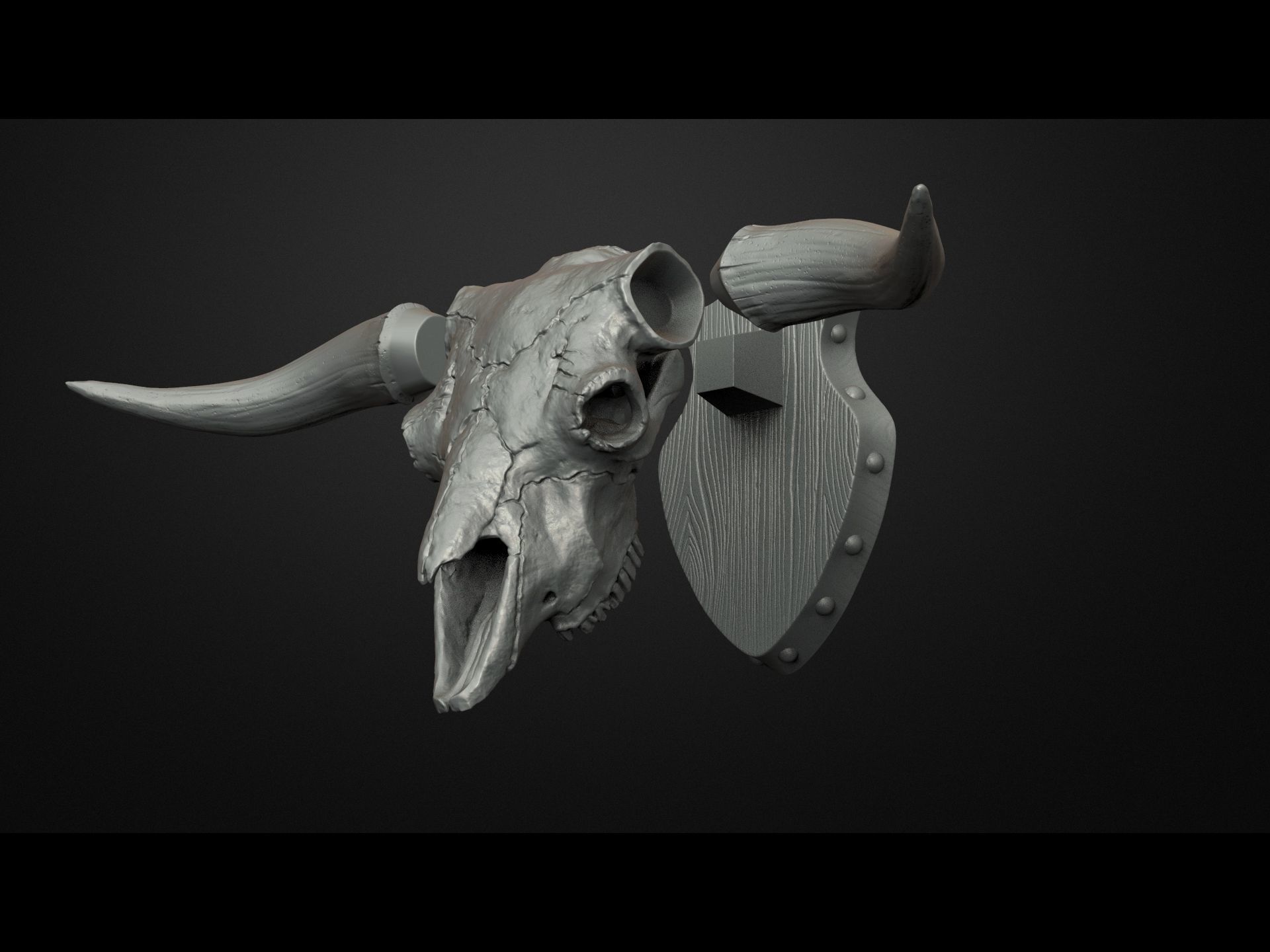 Traditional Bull Scull Scary Bull Scull Decor on wall 3D model 3D ...