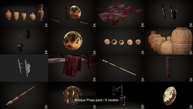 3D Model Collection Antique Props pack VR / AR / low-poly | CGTrader