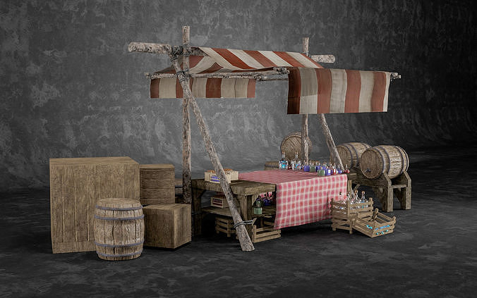 3D model Medieval Alchemy Shop Low Poly include 49 Model VR / AR / low ...