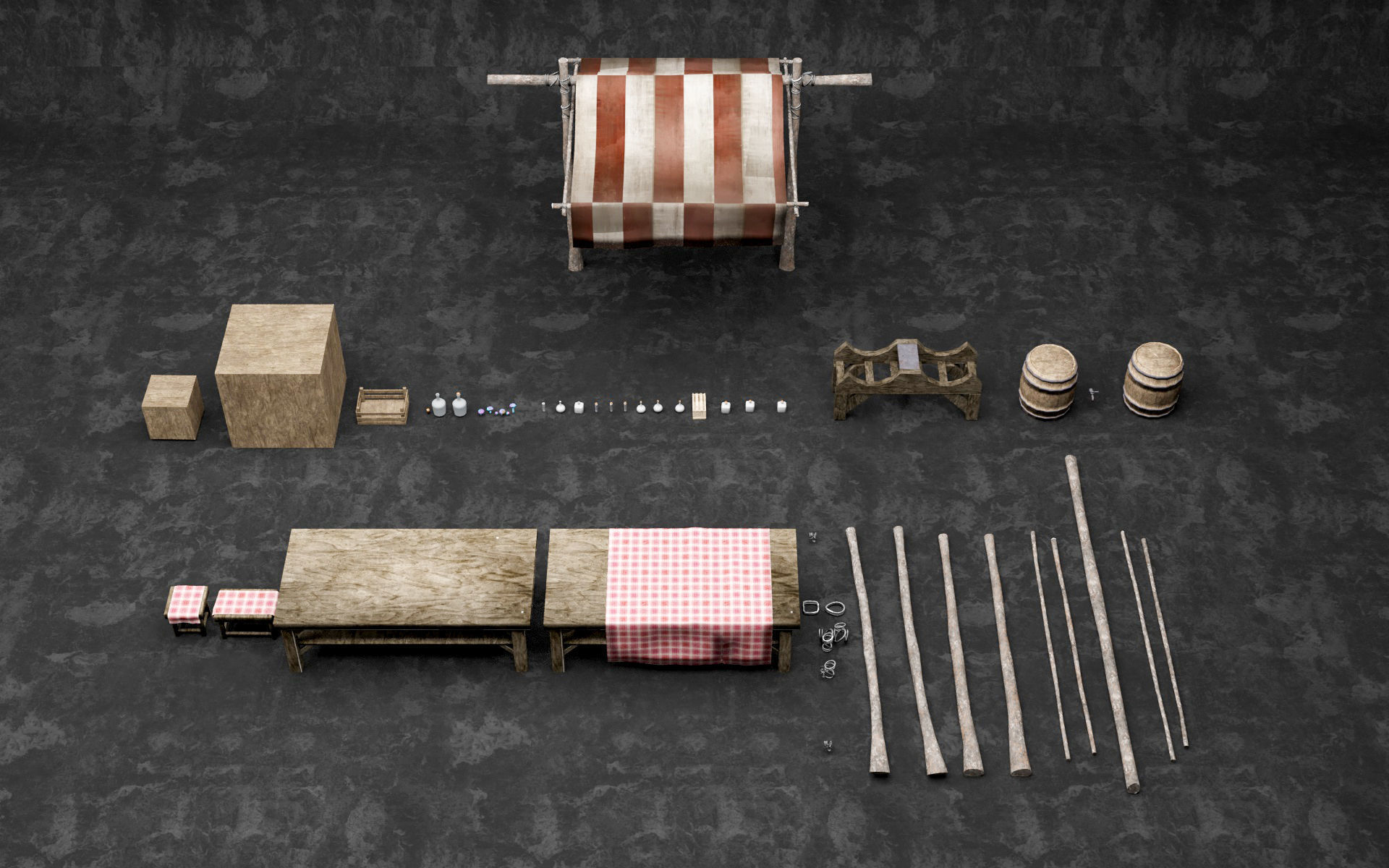 3D model Medieval Alchemy Shop Low Poly include 49 Model VR / AR / low ...